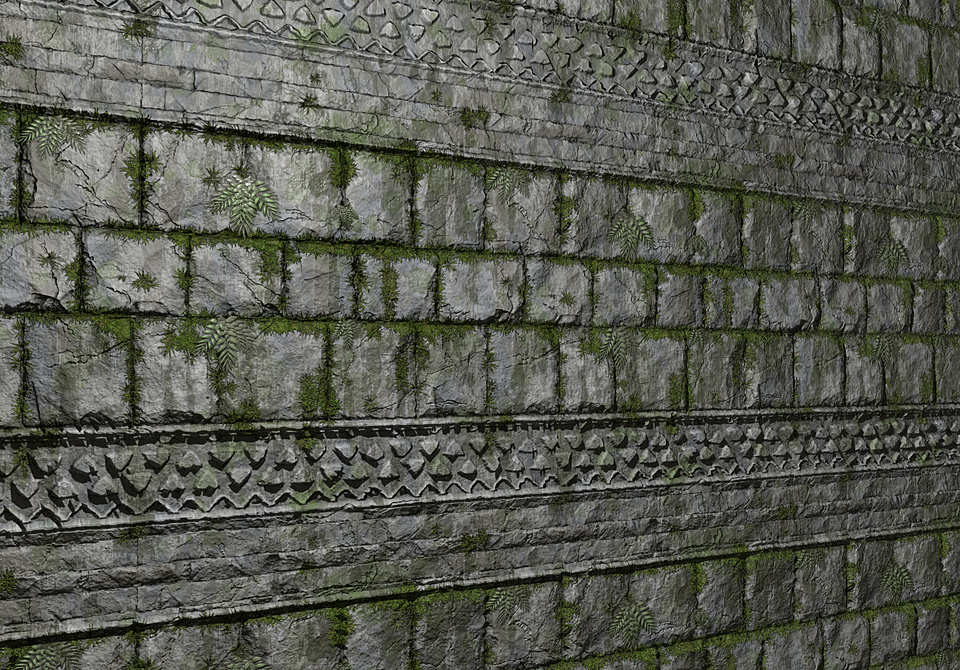 Mayan Jungle Stone Wall Trim Sheet PBR