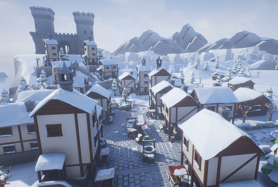 Lowpoly Style Winter Environment