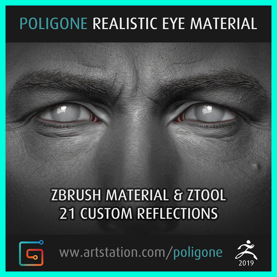Poligone Realistic Eye Material for ZBrush