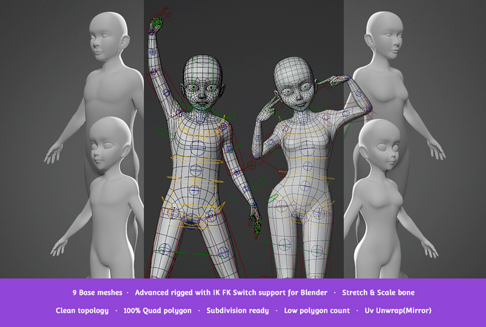 Base Meshes Child Starter Kit + Rig