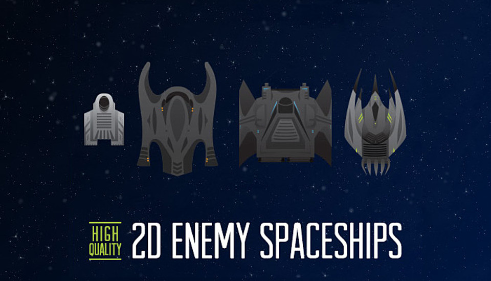 2D Enemy Spaceship (Four Pack)