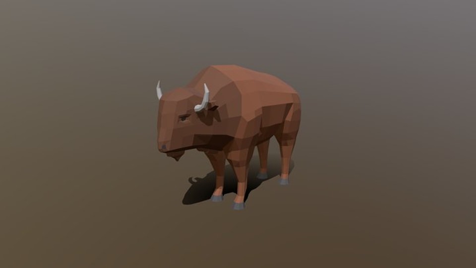 Low Poly Cartoon Bison