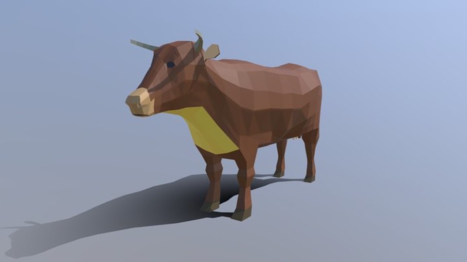 Low Poly Cartoon Cow