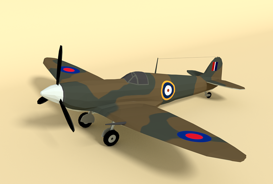 Low Poly Cartoon Supermarine Spitfire MKII