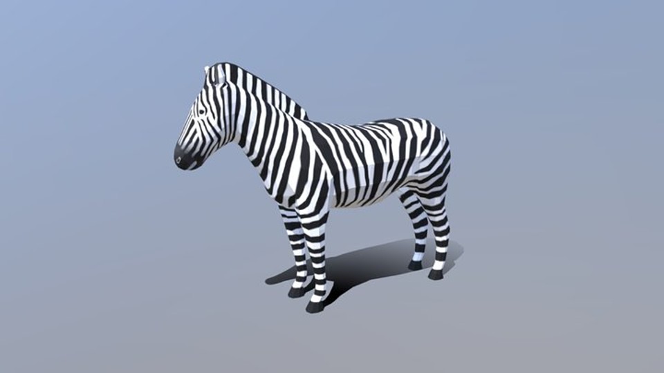 Low Poly Cartoon Zebra