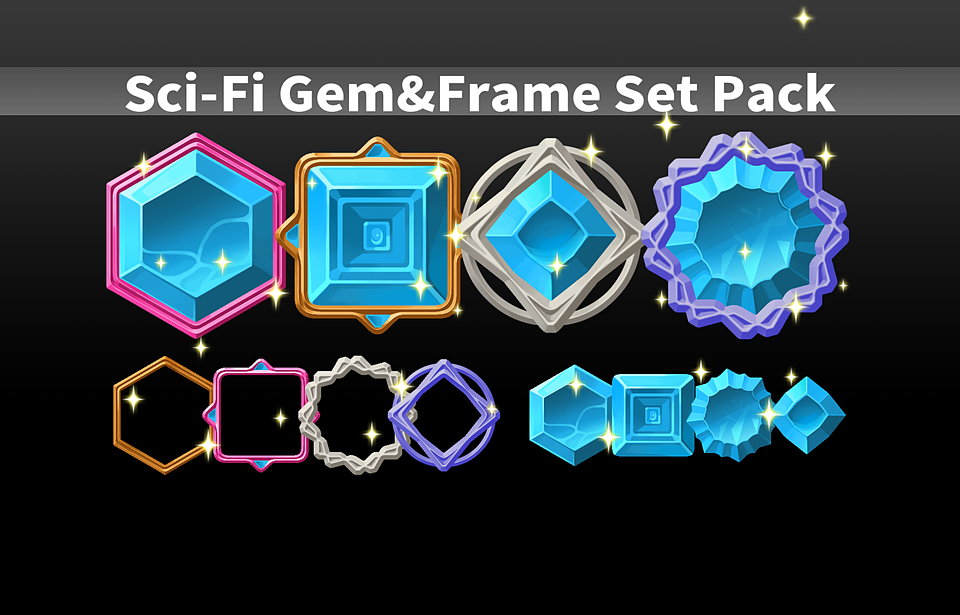 Sci-Fi Gem&Frame Set Pack