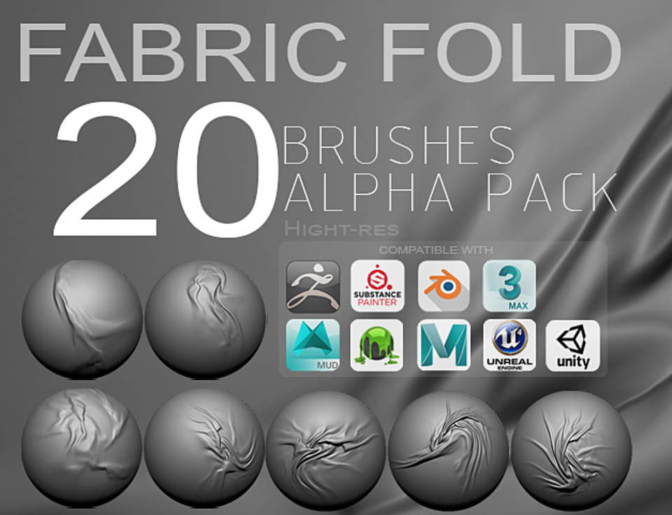 20 Fabric Fold Alphas/Normalmaps Detail Brushes