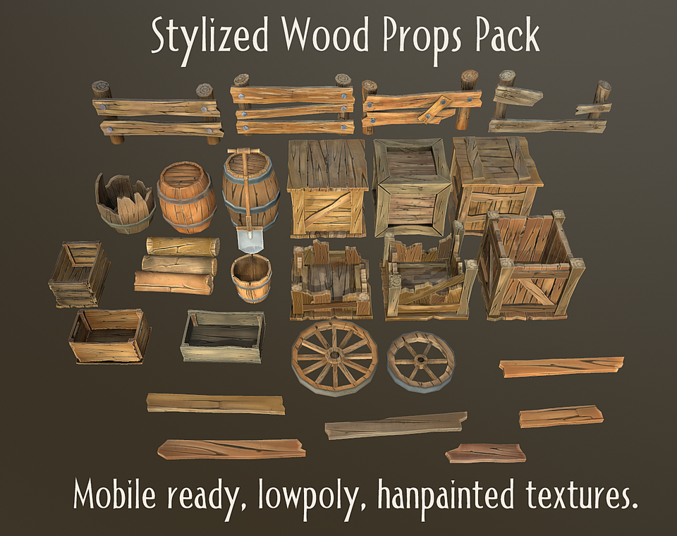 Stylized wood props pack