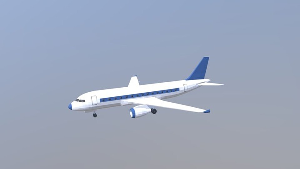 Low Poly Cartoon Airbus A320 Airplane