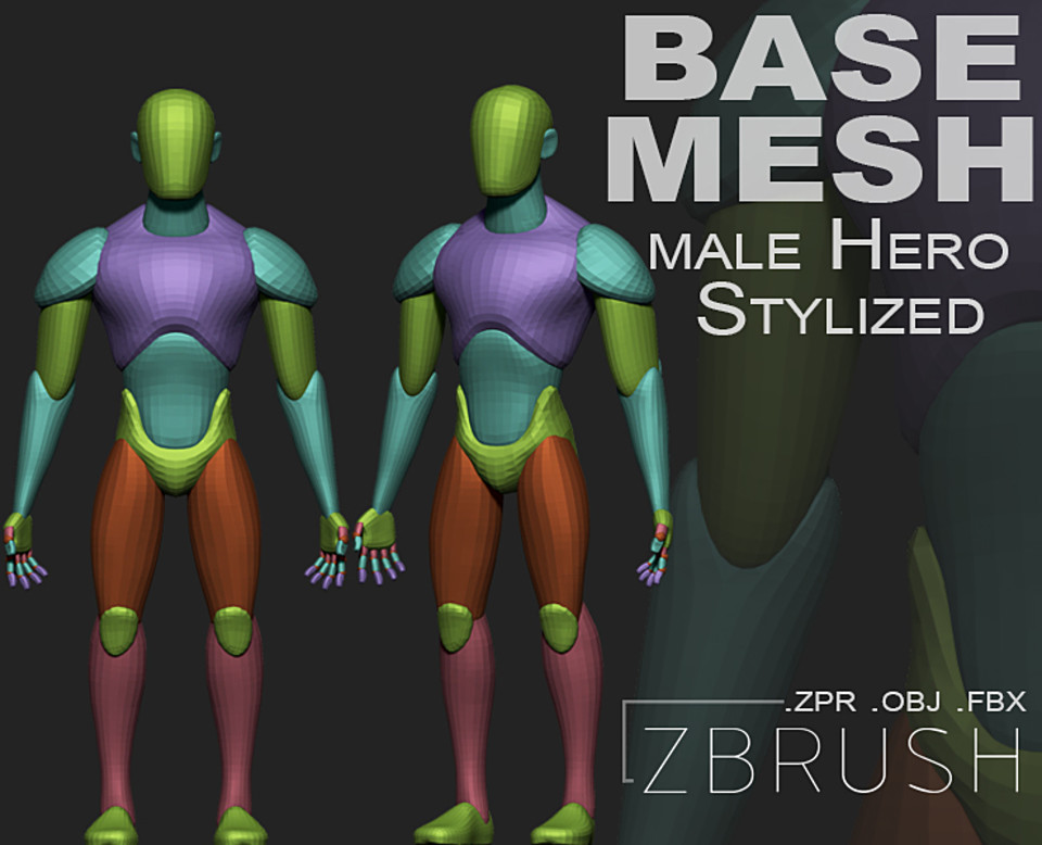 Male Hero Stylized Base Mesh