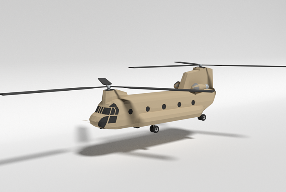 Low Poly Cartoon Boeing CH-47 Chinook Helicopter