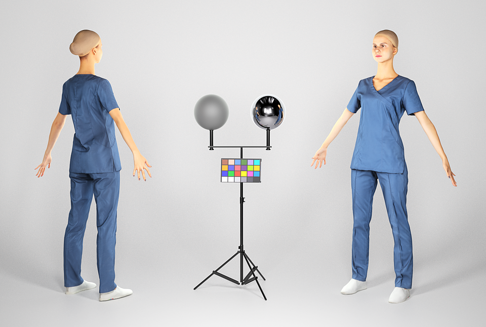 Surgical nurse in A-pose ready for rigging 121