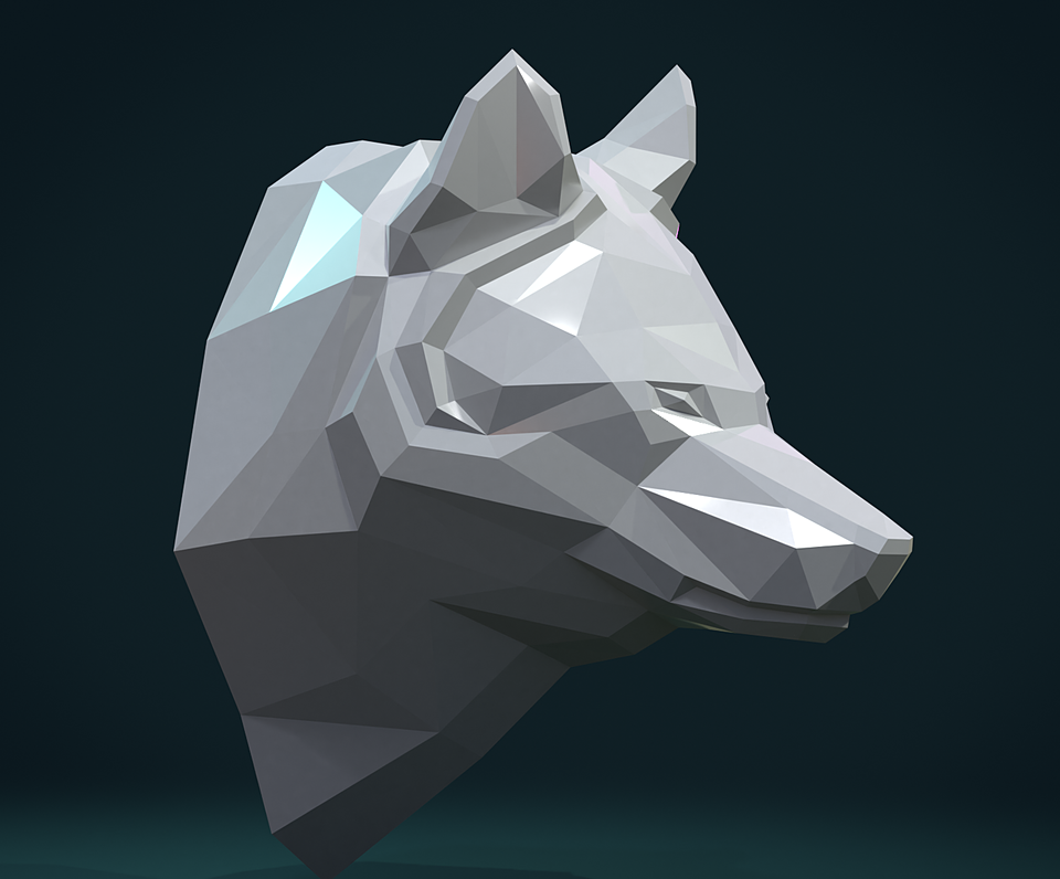 Low poly Wolf head