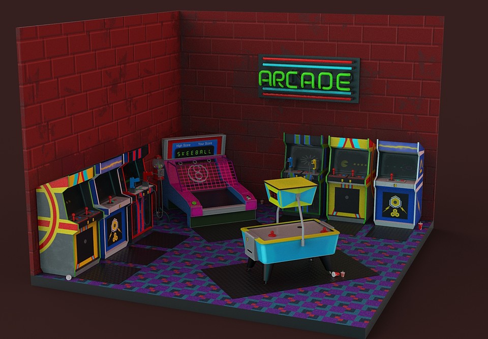 Arcade Machine Room 3d Assets