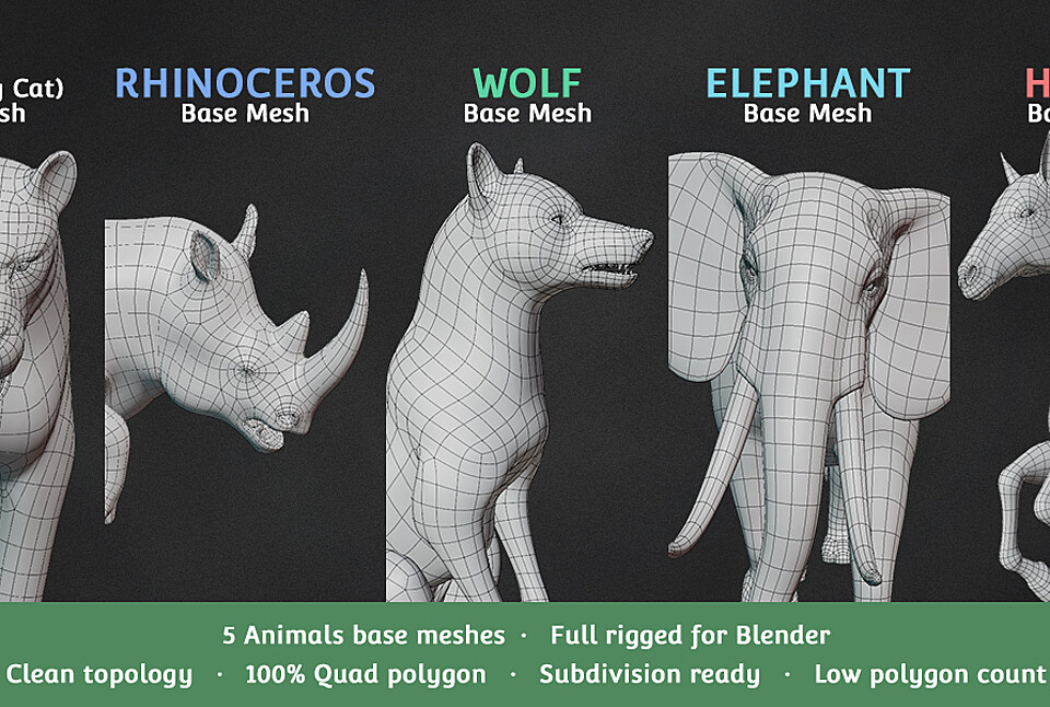 Base Meshes Animal Starter Kit 1 + Rig