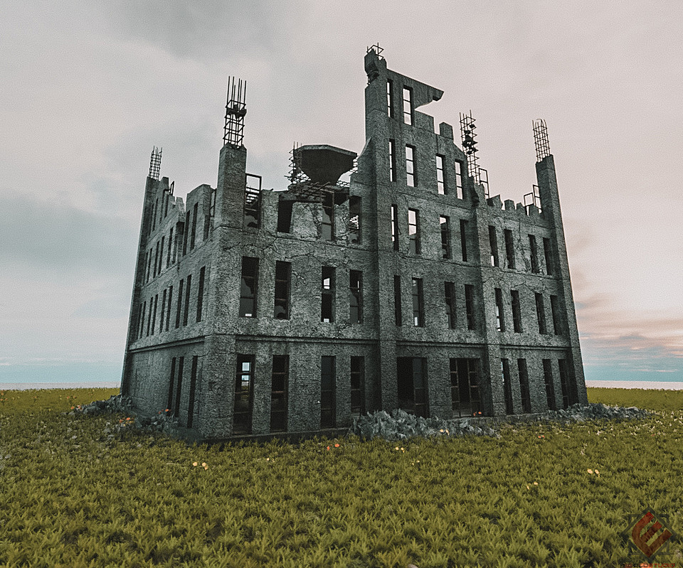 DESTROYED BUILDING APOCALYPSE SURVIVAL PBR
