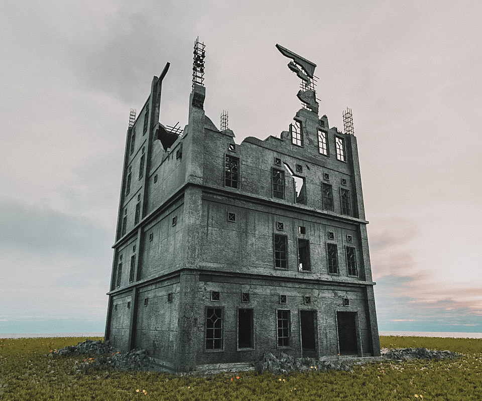 DESTROYED BUILDING WAR ZOMBIE SURVIVAL HORROR