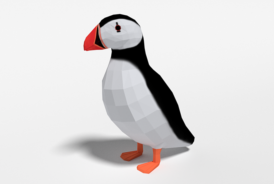 Low Poly Cartoon Puffin