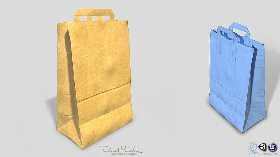 Paper Bag PBR Low poly