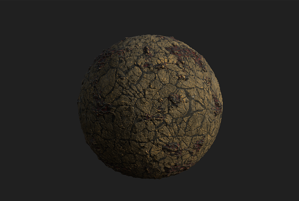 Cracked ground procedural material Texture 4K PBR