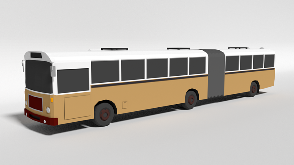 Low Poly Cartoon Retro Bus