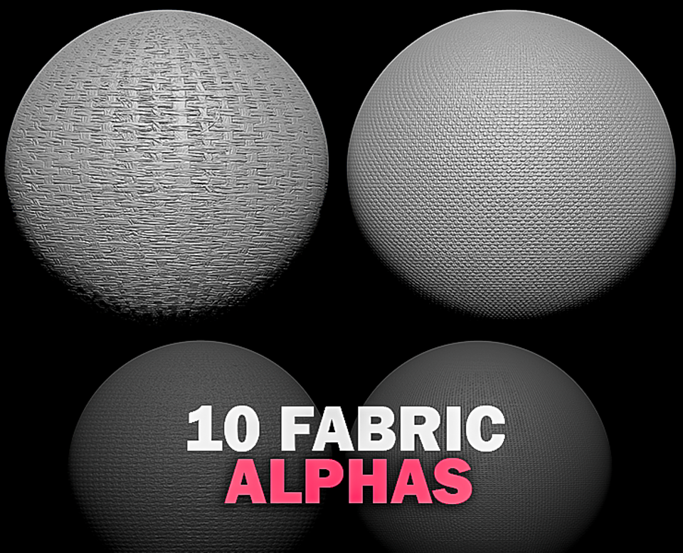 10 Fabric Alphas Vol.3 (ZBrush, Substance, 2K)