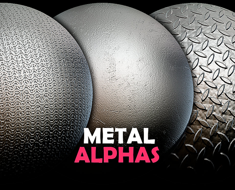 10 Metal Alphas Vol. 2 (ZBrush, Substance, 2K)