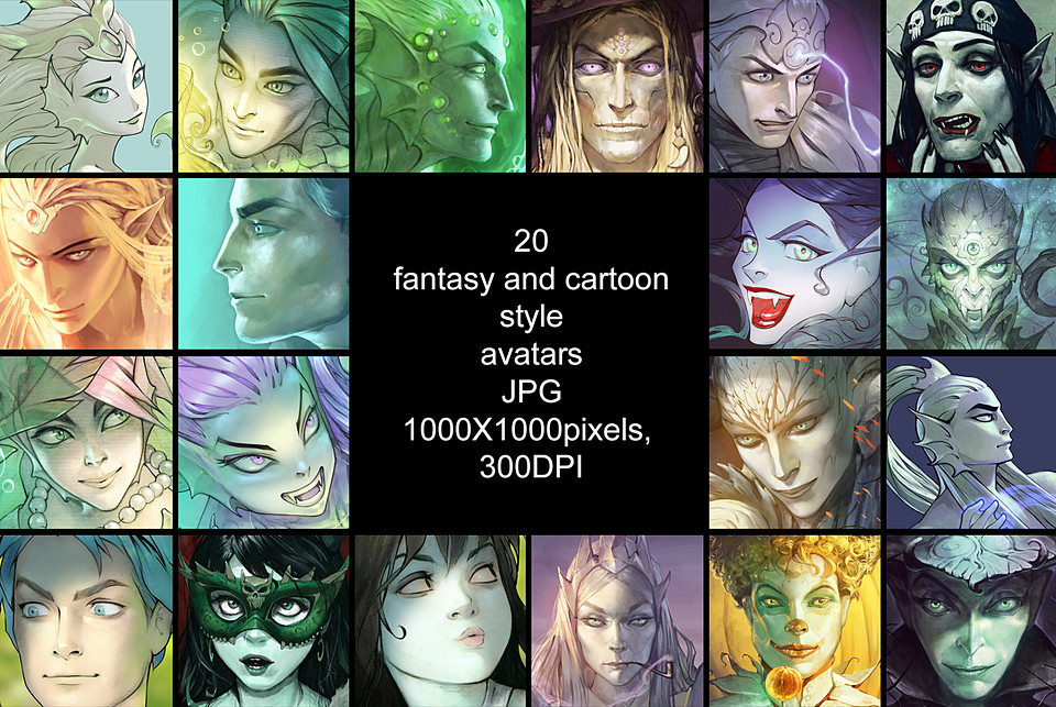 20 Fantasy and Cartoon Style Avatars