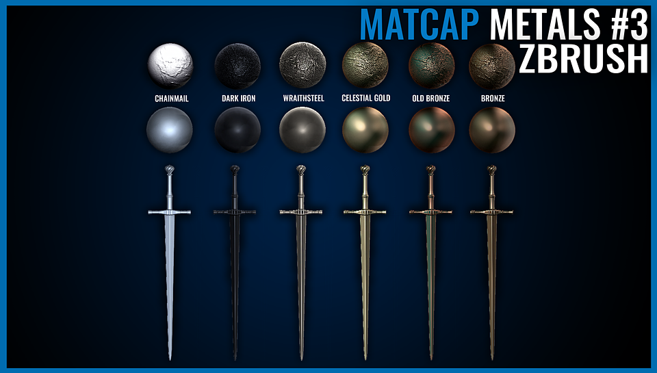 Metal Matcap Pack - Zbrush Matcaps 3