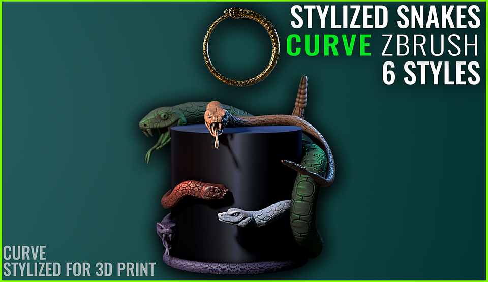 Snake Curve - Zbrush 2020 - Stylized for 3D Print