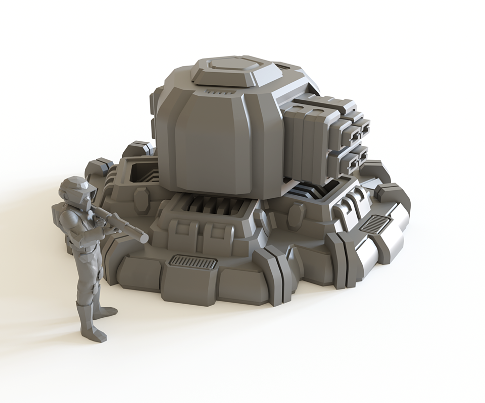 Sci fi turret emplacement 02 for tabletop scenery