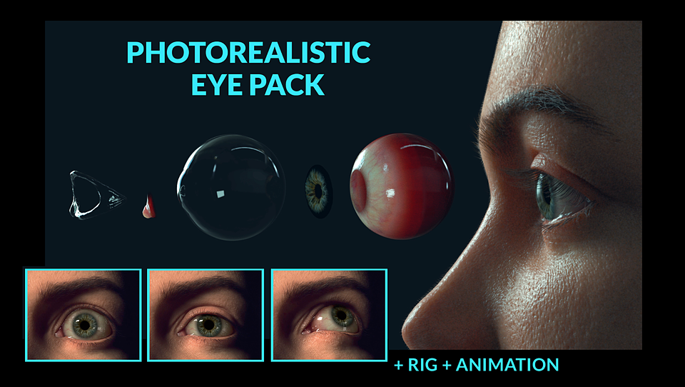 PHOTOREALISTIC EYE PACK + RIG + ANIMATION