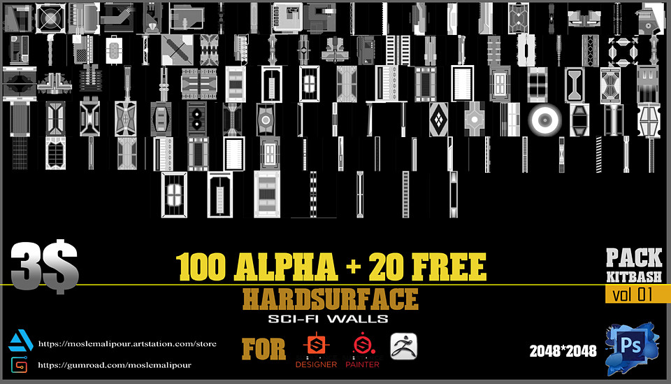 100+20 free OPTIMIZED SCI FI ALPHA MAPS