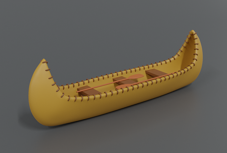 Cartoon Native American Indian Canoe