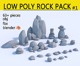 Lowpoly PBR Rocks And Foliage