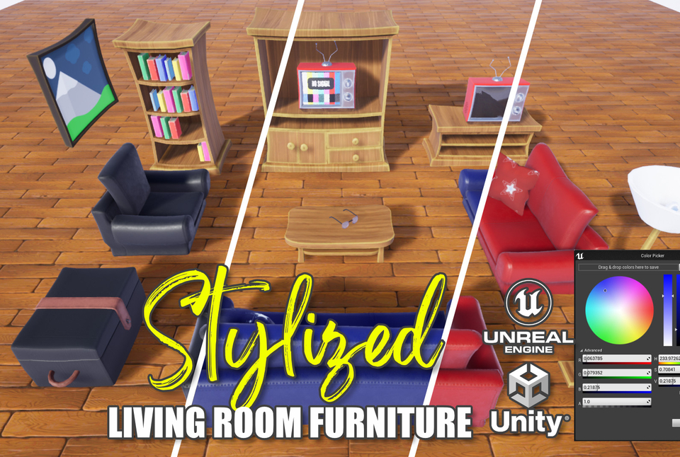 Stylized Living Room Furniture [Unreal / Unity]