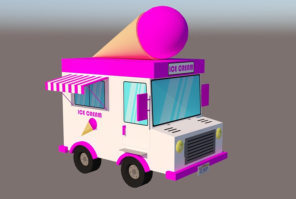 Ice Cream Van Low-poly 3D model