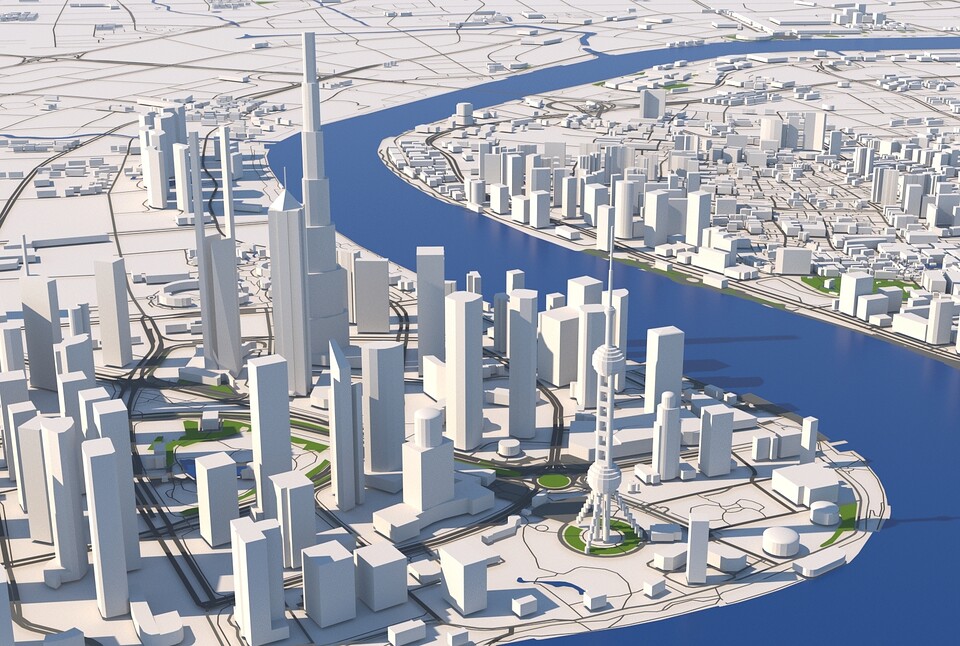 shanghai city center 3d model