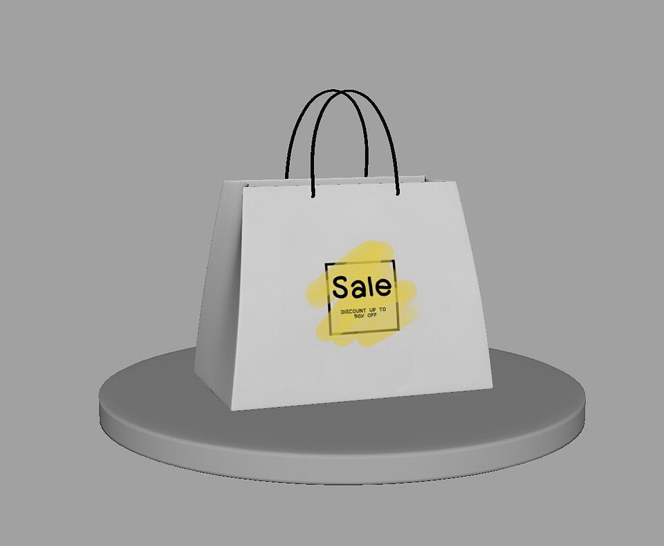 Shopping bag setup and texture Low-poly 3D model
