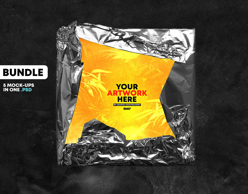 HIGH RESOLUTION MOCK-UP BUNDLE METALLIC WRAP
