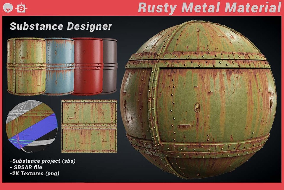 Rusty Metal Material - Substance Designer