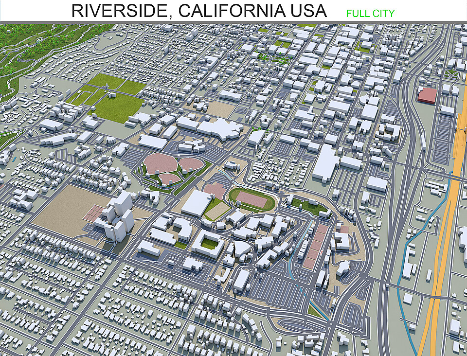 Riverside city California USA 3d model 40km