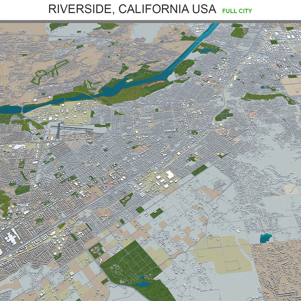 Riverside city California USA 3d model 40km