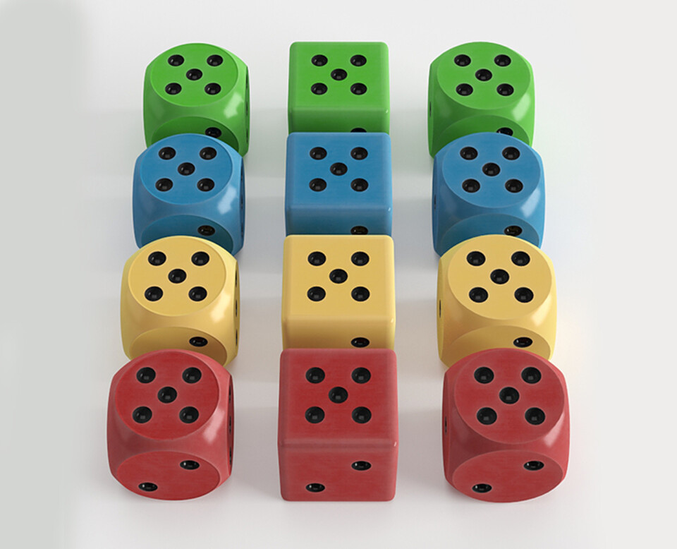 Classic Dice with different colors and shapes