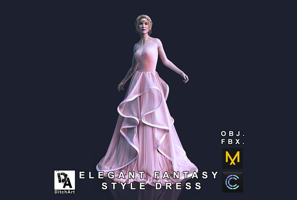 Elegant Fantasy Style Dress Marvelous Designer Clo