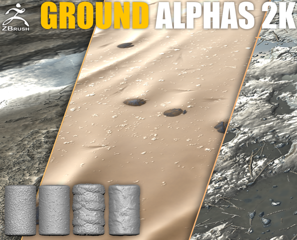 20 Ground & Terrain Alphas Vol.2 (ZBrush)