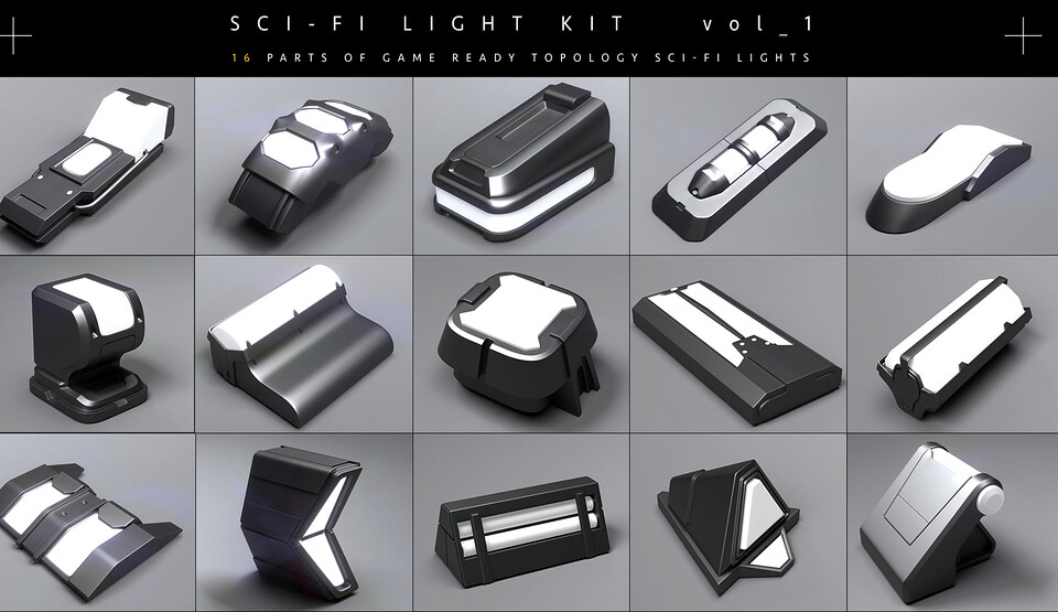 Sci-fi Light kit [Game ready topology ]