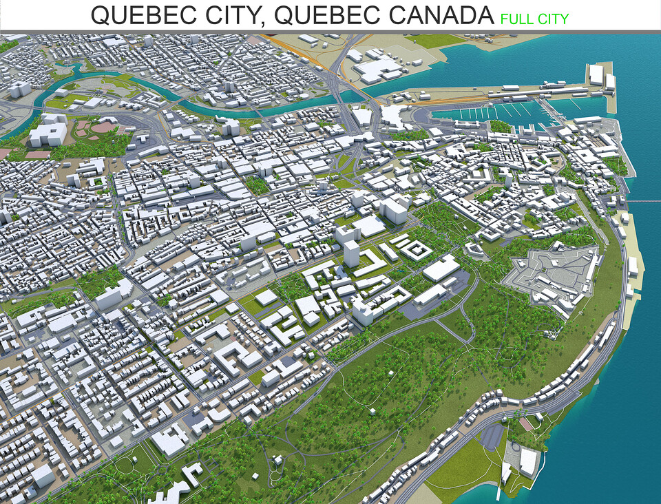 Quebec City Quebec Canada 3d model 50km