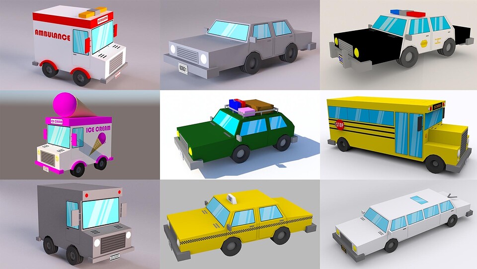 Low Poly Cartoon Car Collection Vol 1