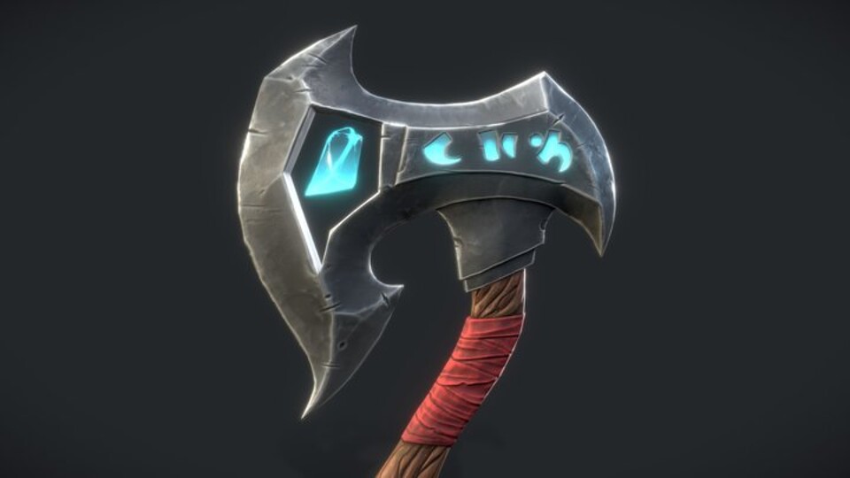 Game-ready: Stylized Runic Stone Axe